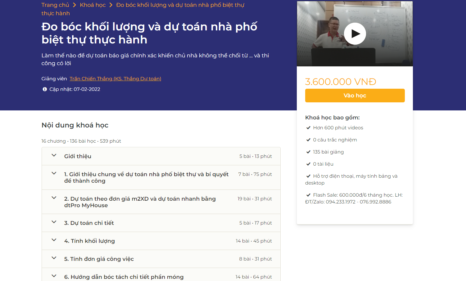 Khóa học dự toán