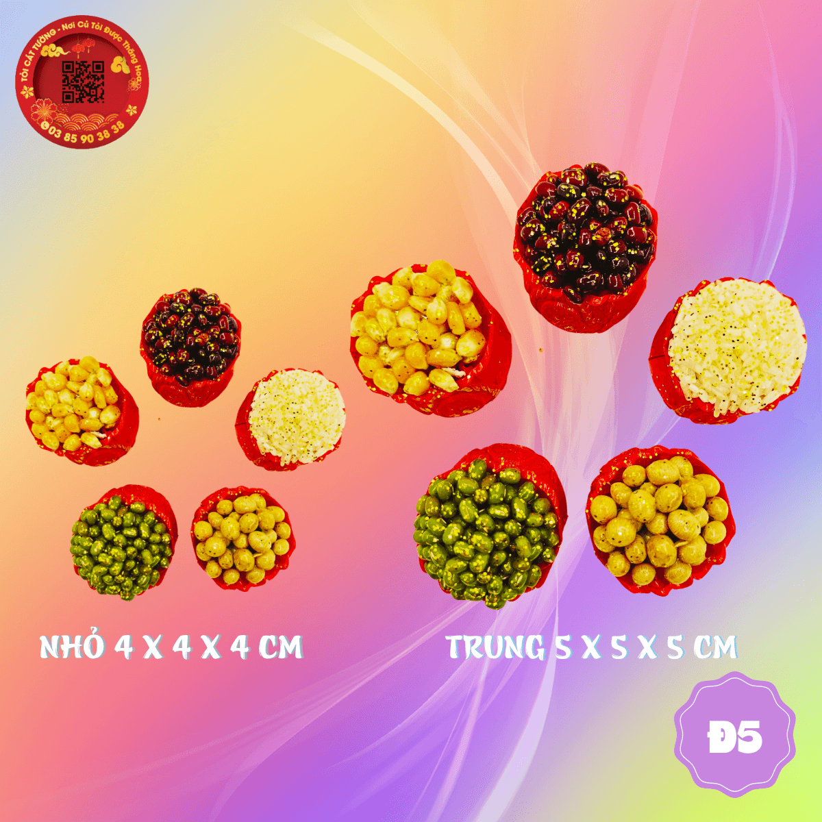 Bộ ngũ cốc chung ly túi đỏ nhung XỊN HỊN