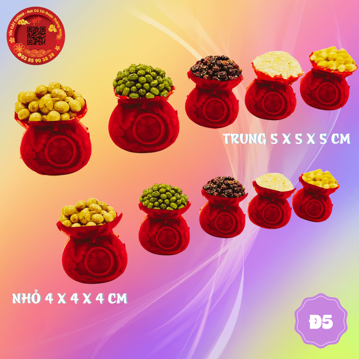 Bộ ngũ cốc chung ly túi đỏ nhung XỊN HỊN