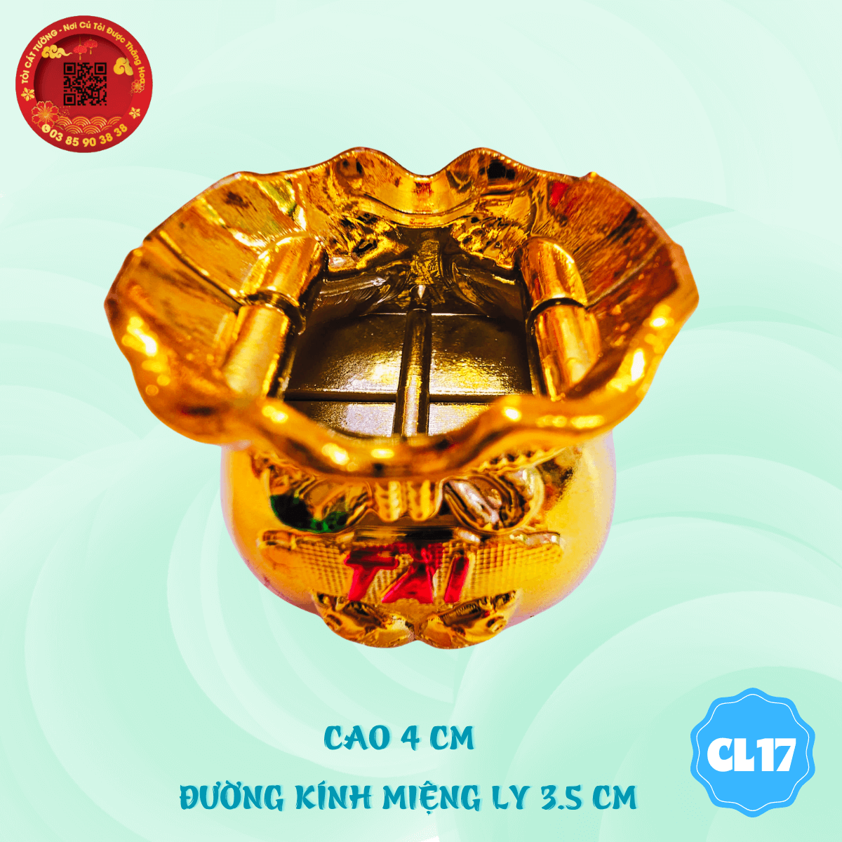 Chung ly thờ cúng túi vàng song ngư tài lộc