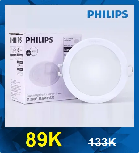 Combo 12 bộ đèn downlight âm trần LED Philips MESON 59201 Ø90 5.5W