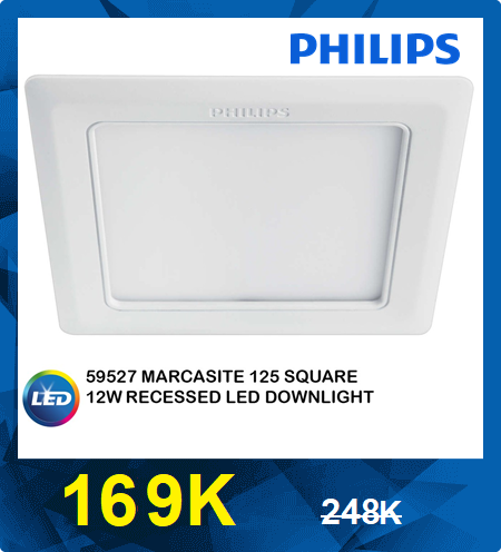 Bộ đèn downlight âm trần LED Philips 59527 MARCASITE 125 SQ 12W 6500K
