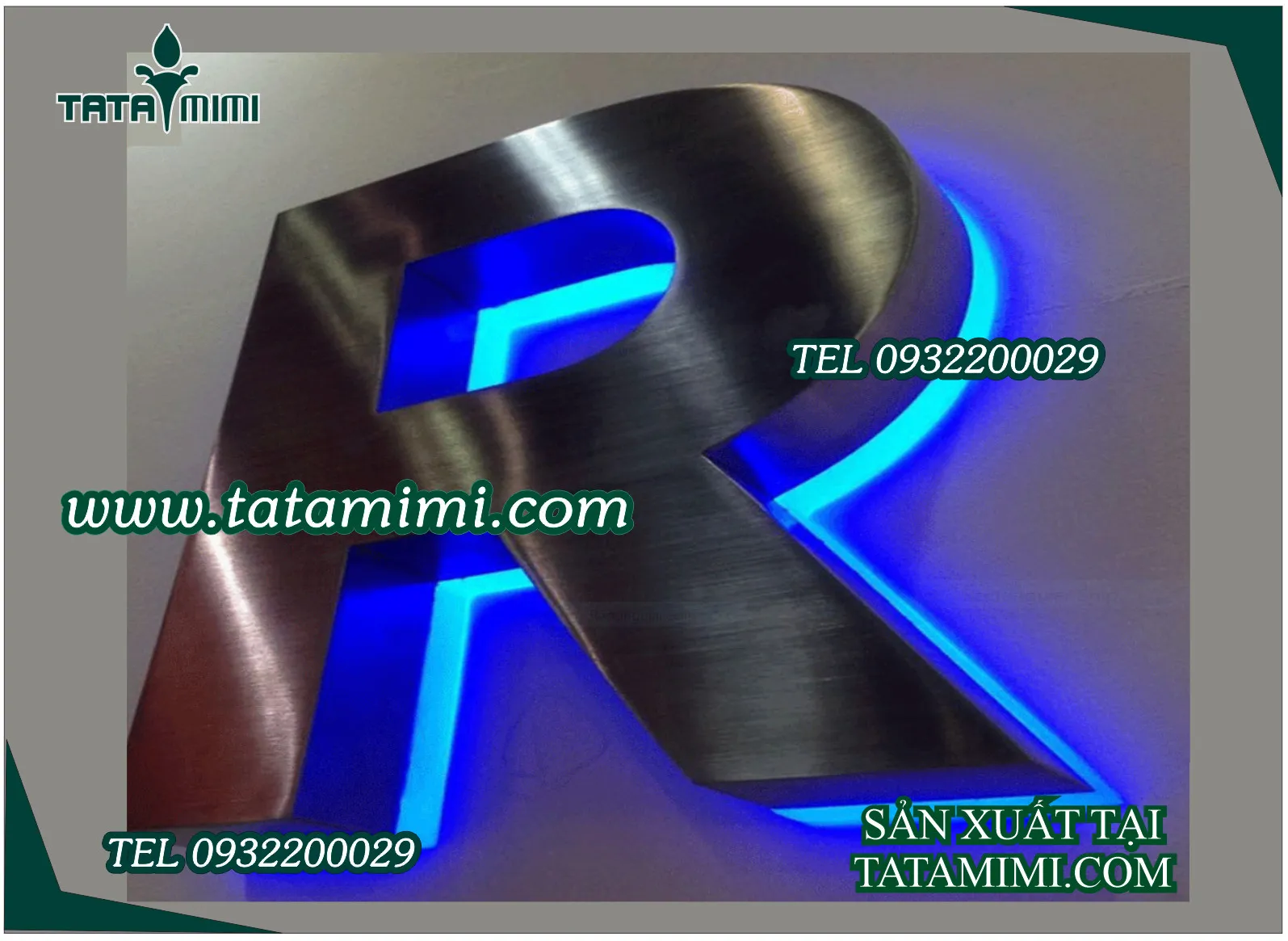 Chữ nổi mặt inox hoặc mica chân có led tại Tatamimi.com