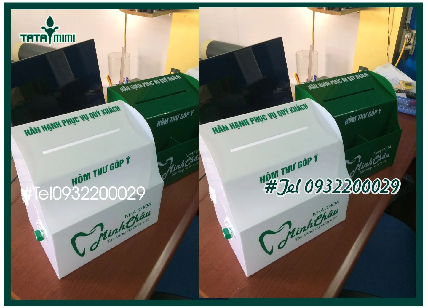 Mẫu hòm thư góp ý bằng mica trắng trong hoặc trắng sữa đẹp tại TATAMIMI.COM