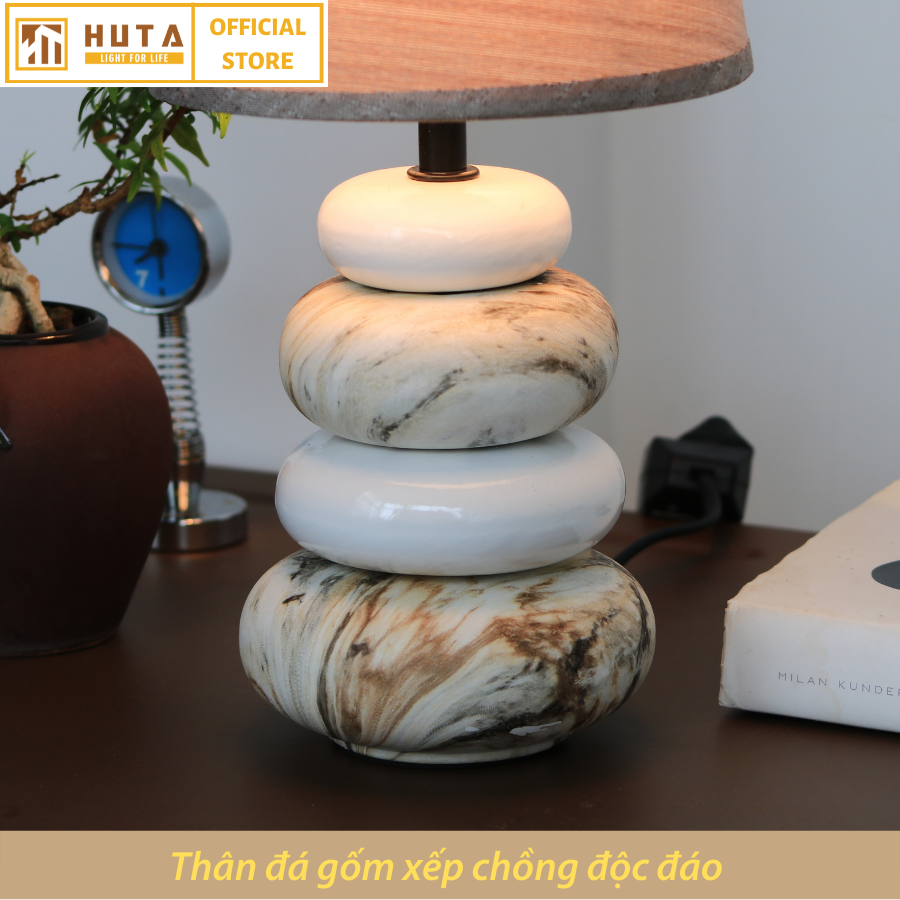 Đèn ngủ để bàn thân gốm sứ HUTA S12