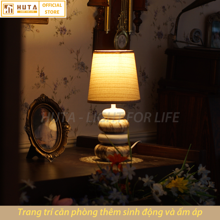 Đèn ngủ để bàn thân gốm sứ HUTA S12