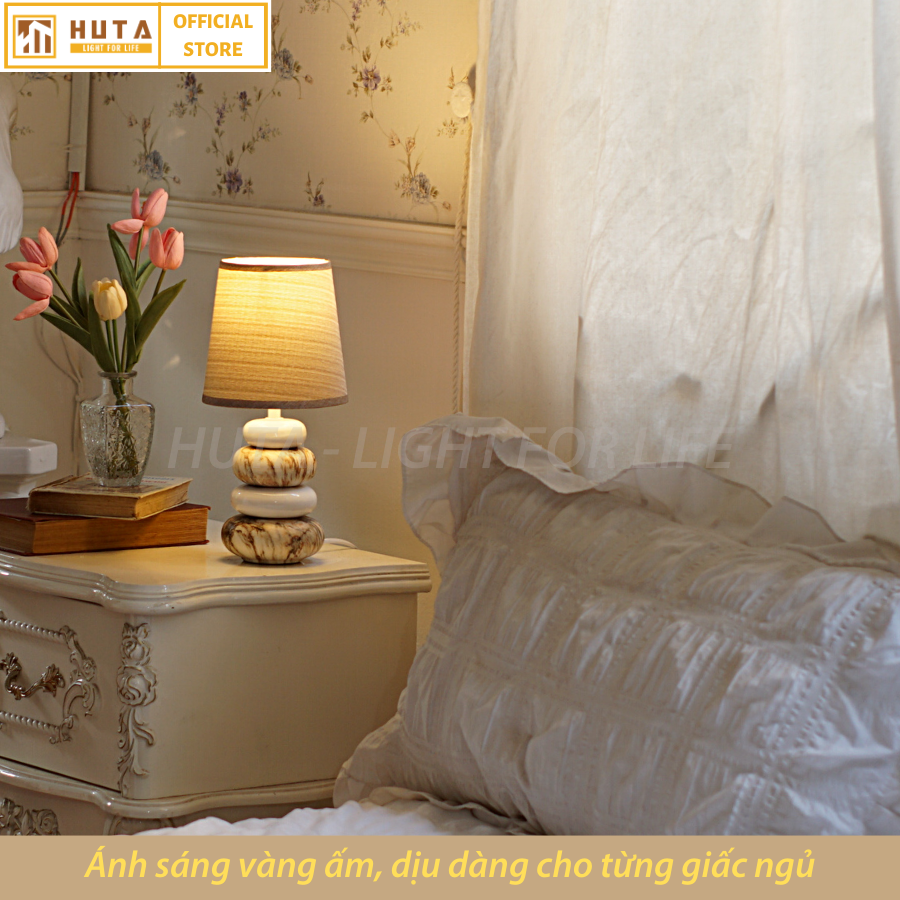Đèn ngủ để bàn thân gốm sứ HUTA S12