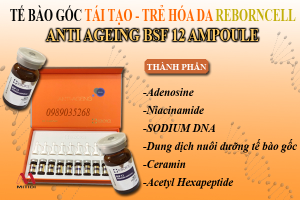 Tinh chất cải thiện sẹo Reborncell Anti Ageing BSF12 Premium Ampoule dành cho da khô
