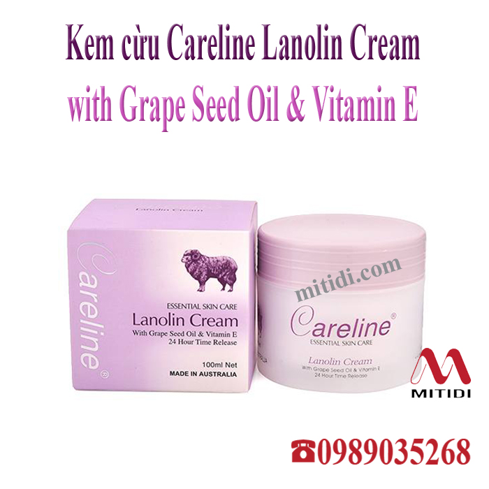 Kem cừu Careline Lanolin Cream with Grape Seed Oil & Vitamin E