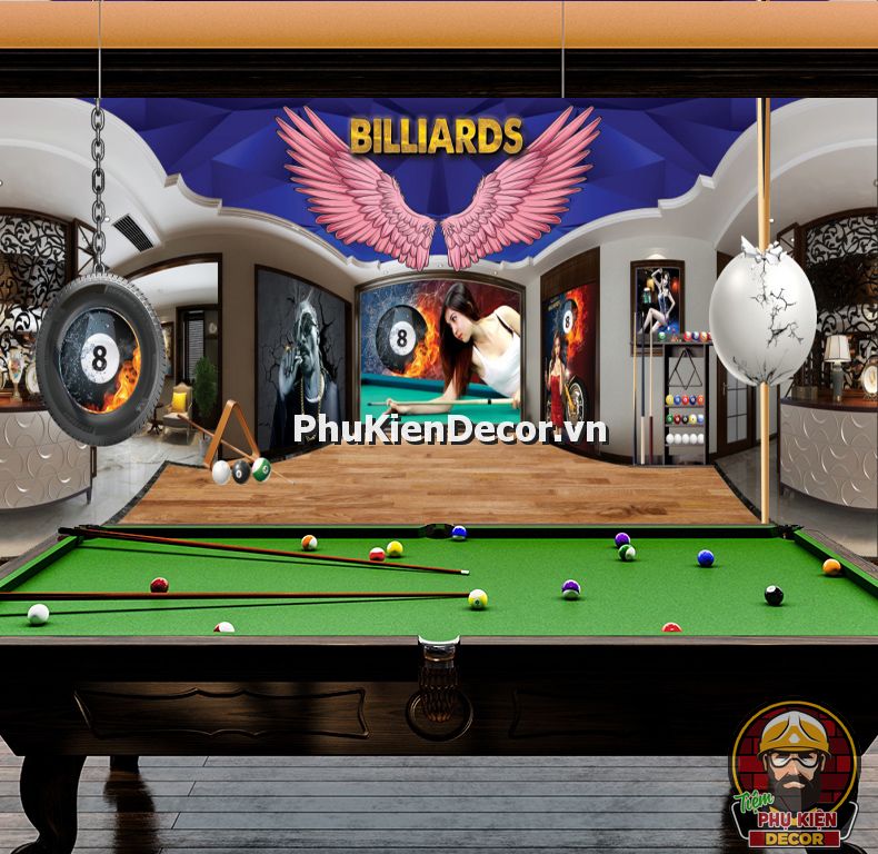 Tranh dán tường trang trí quán bida