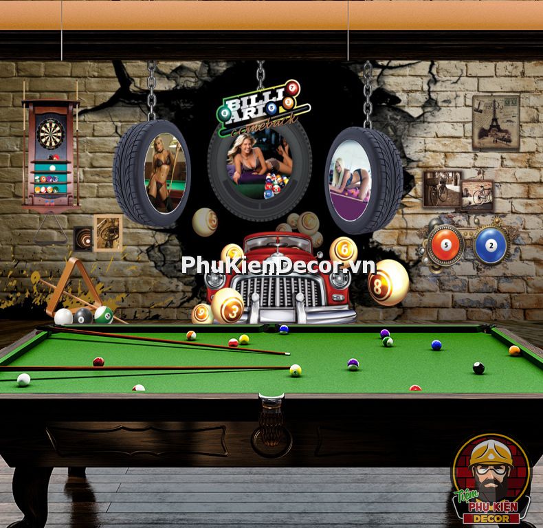 Tranh dán tường trang trí quán bida