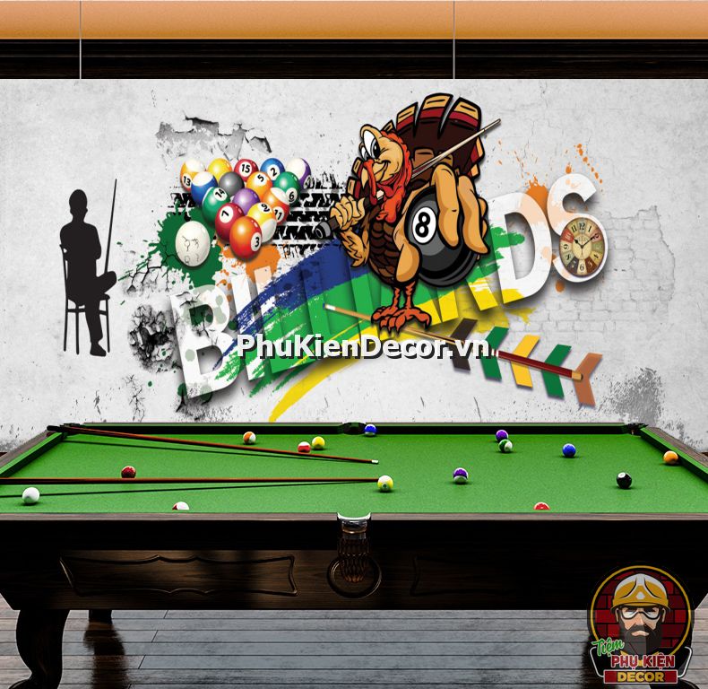 Tranh dán tường trang trí quán bida