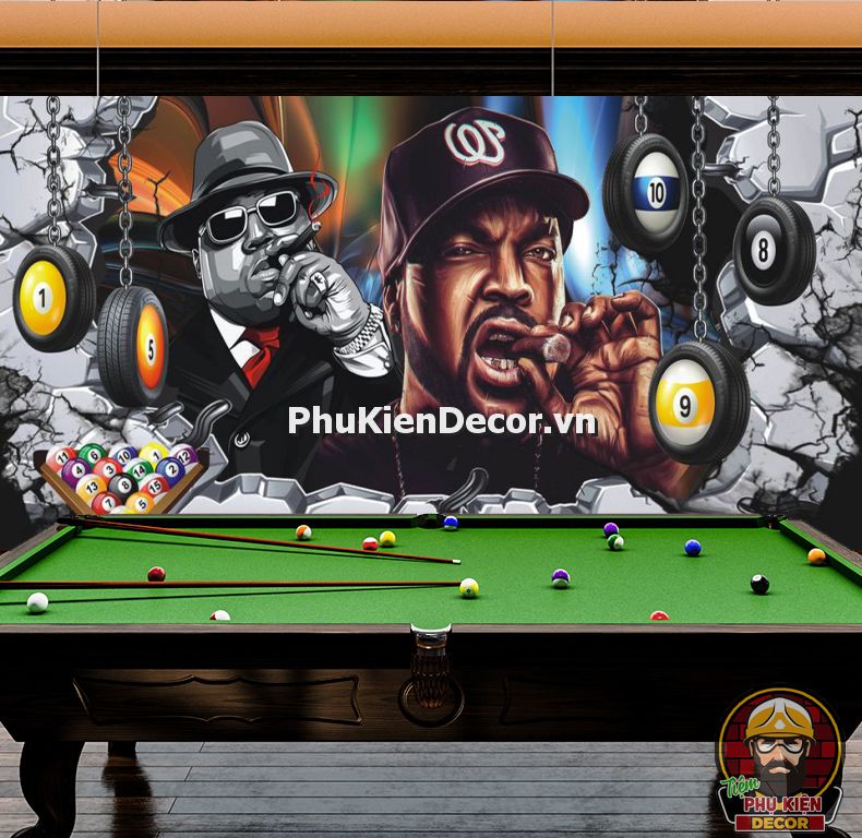 Tranh dán tường trang trí quán bida