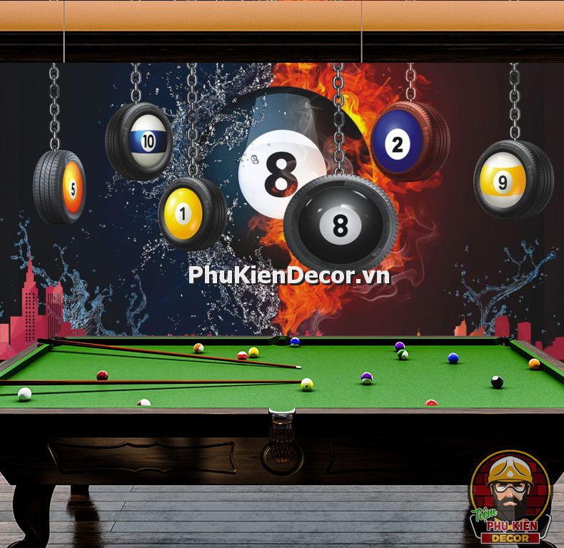 Tranh dán tường trang trí quán bida