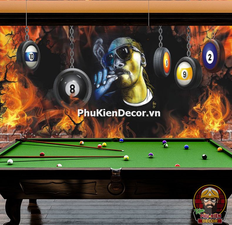 Tranh dán tường trang trí quán bida