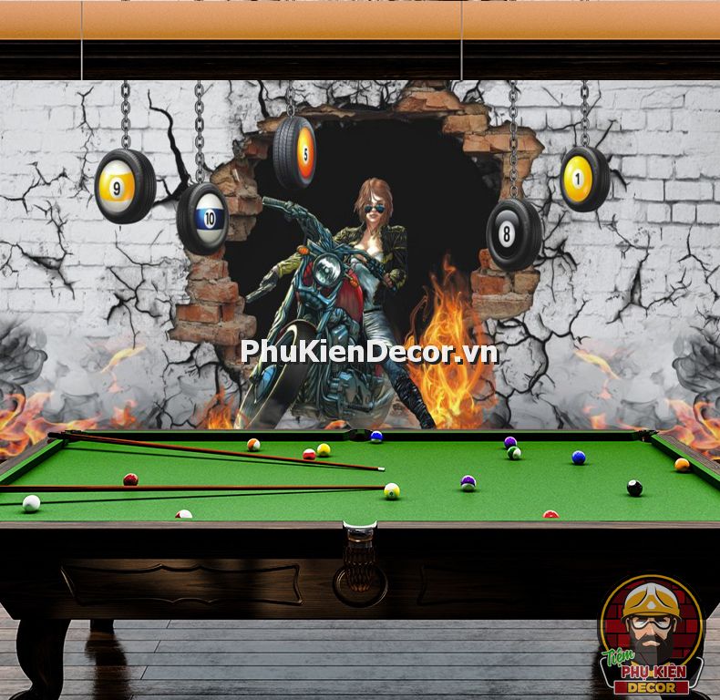 Tranh dán tường trang trí quán bida