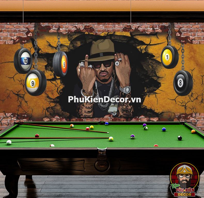 Tranh dán tường trang trí quán bida