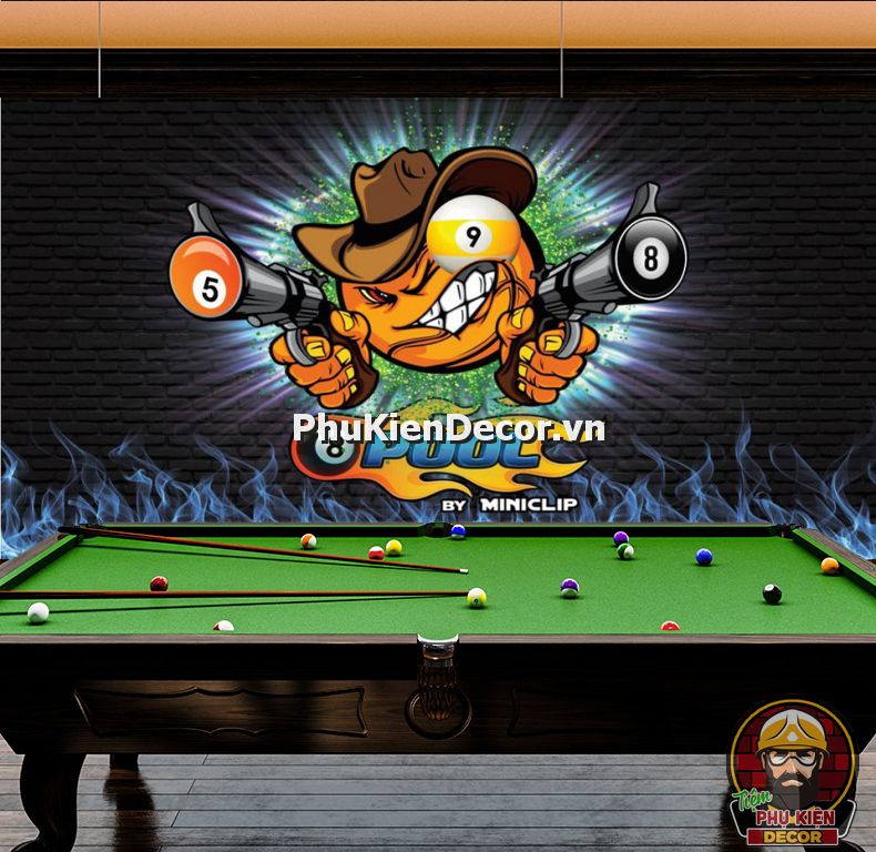 Tranh dán tường trang trí quán bida