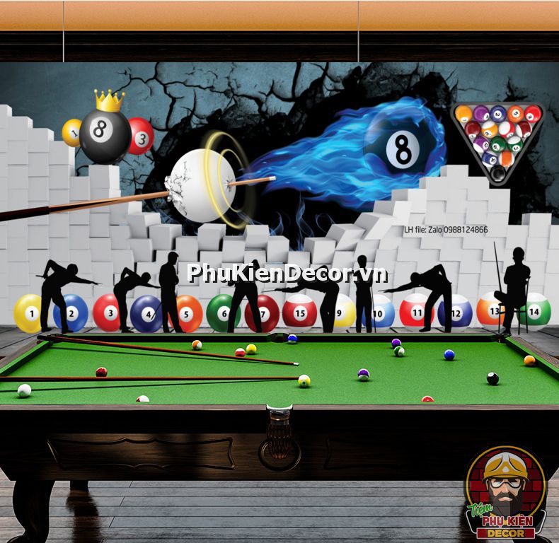 Tranh dán tường trang trí quán bida
