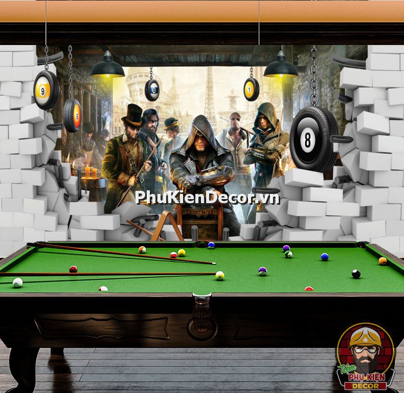 Tranh dán tường trang trí quán bida