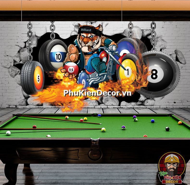 Tranh dán tường trang trí quán bida