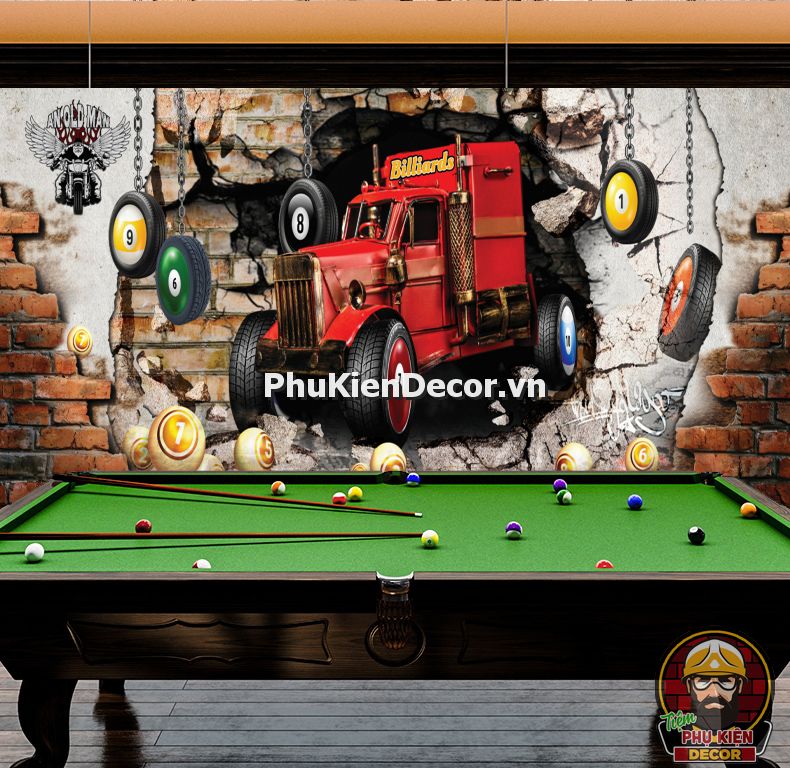 Tranh dán tường trang trí quán bida