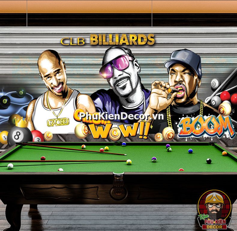 Tranh dán tường trang trí quán bida