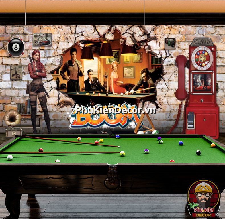 Tranh dán tường trang trí quán bida