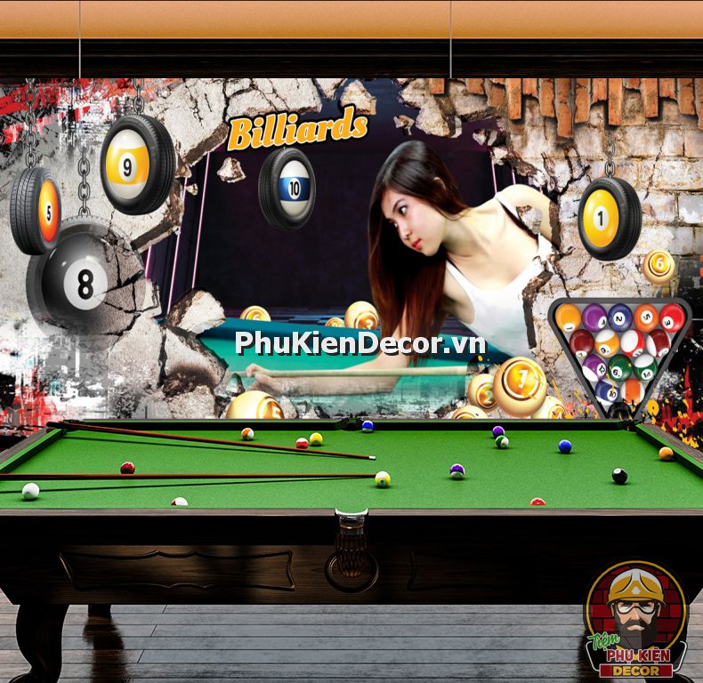 Tranh dán tường trang trí quán bida