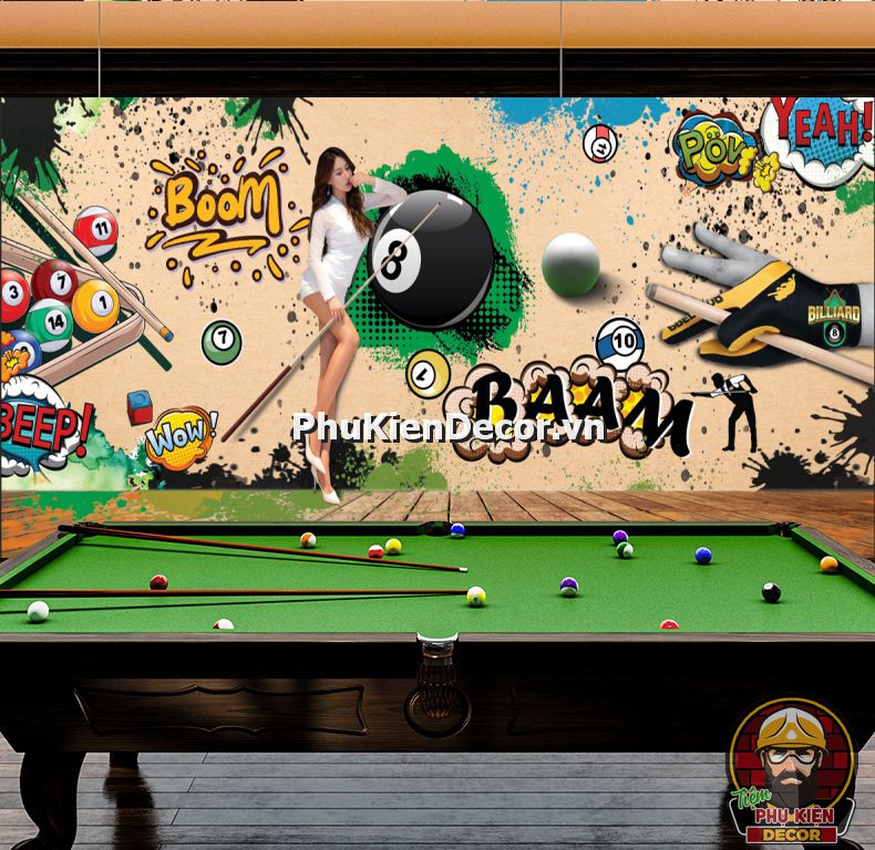 Tranh dán tường trang trí quán bida