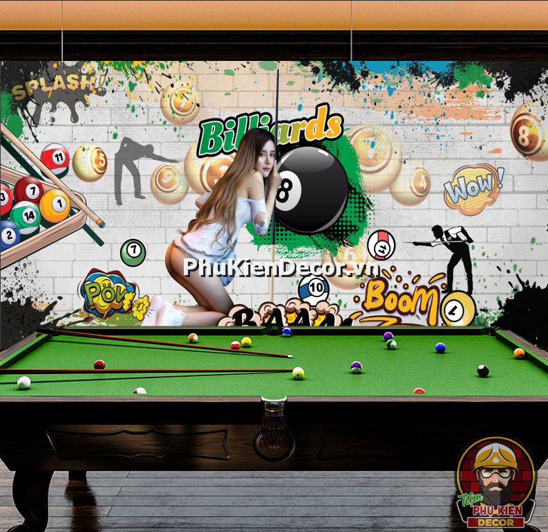 Tranh dán tường trang trí quán bida