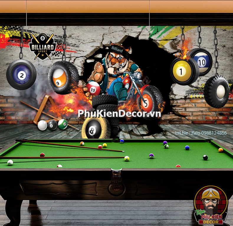 Tranh dán tường trang trí quán bida