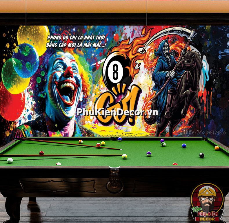 Tranh dán tường trang trí quán bida