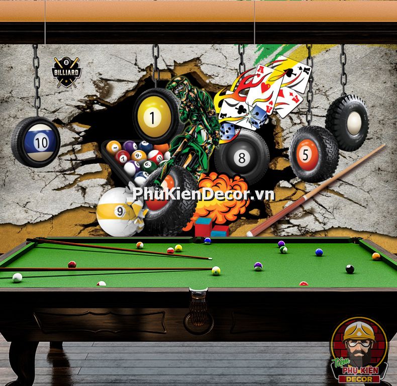 Tranh dán tường trang trí quán bida