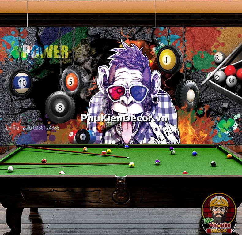 Tranh dán tường trang trí quán bida