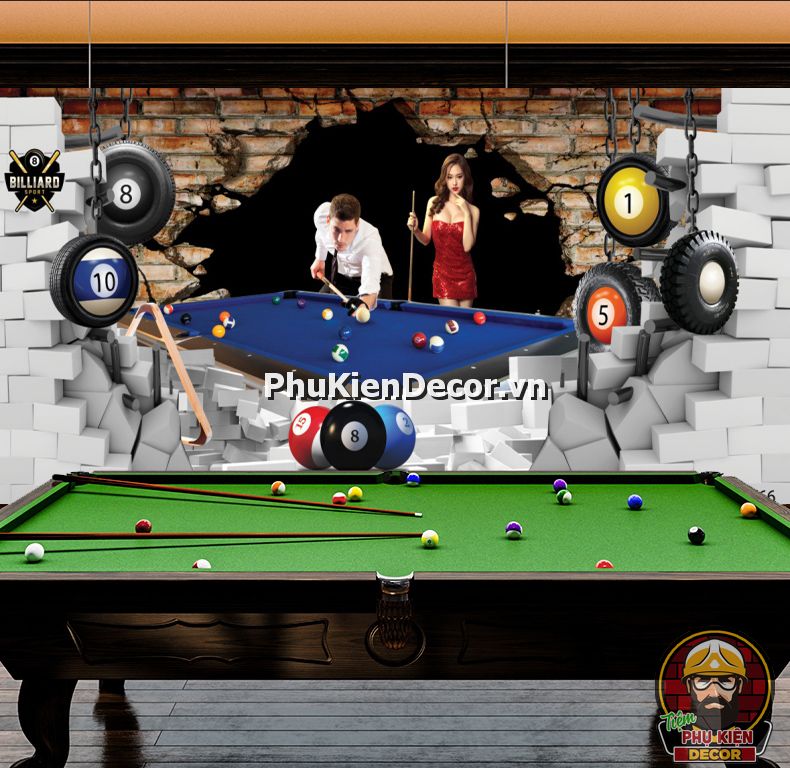 Tranh dán tường trang trí quán bida