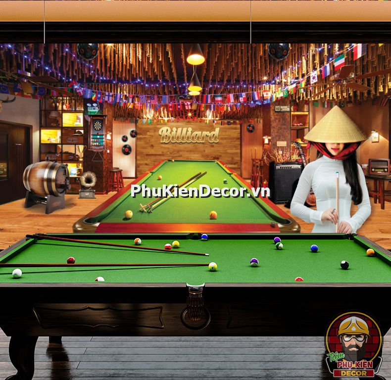 Tranh dán tường trang trí quán bida