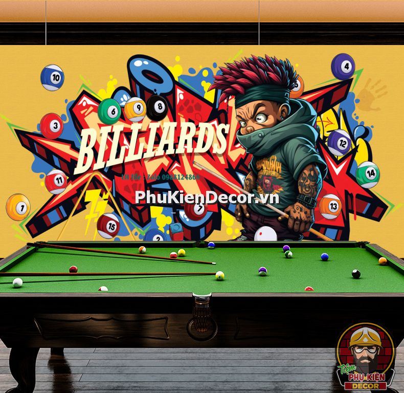 Tranh dán tường trang trí quán bida