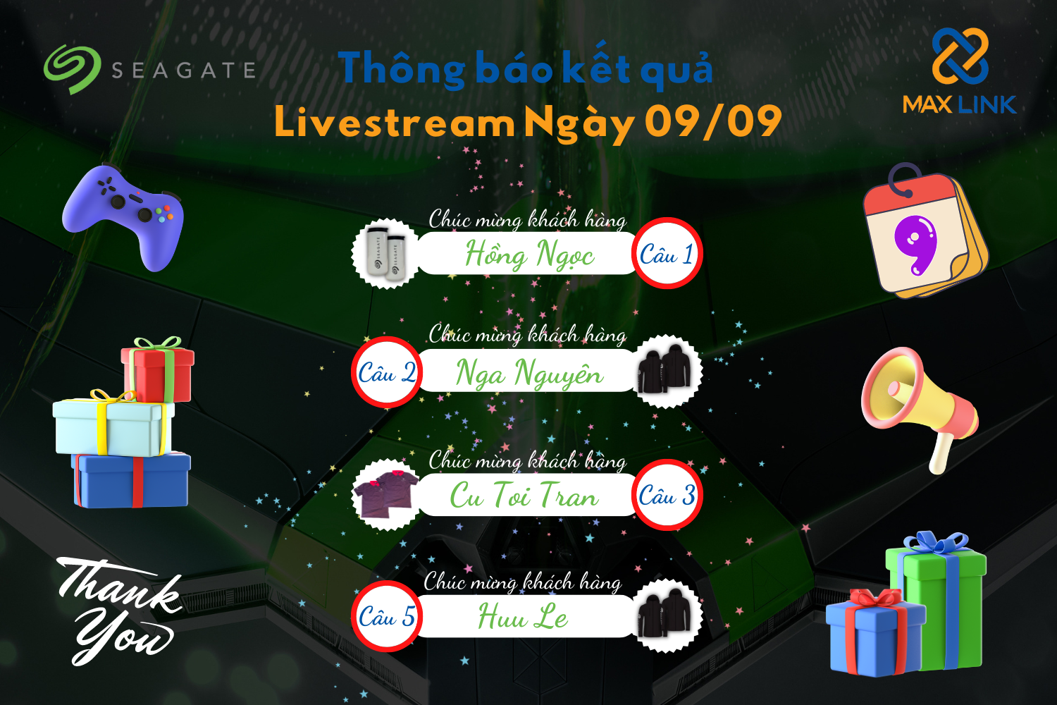THÔNG BÁO KẾT QUẢ LIVESTREAM - ĐÓN XEM LIVESTREAM RINH QUÀ SEAGATE