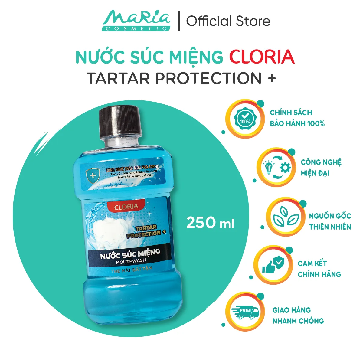Nước súc miệng Tartar Protection Cloria - bảo vệ men răng toàn diện (250ml)