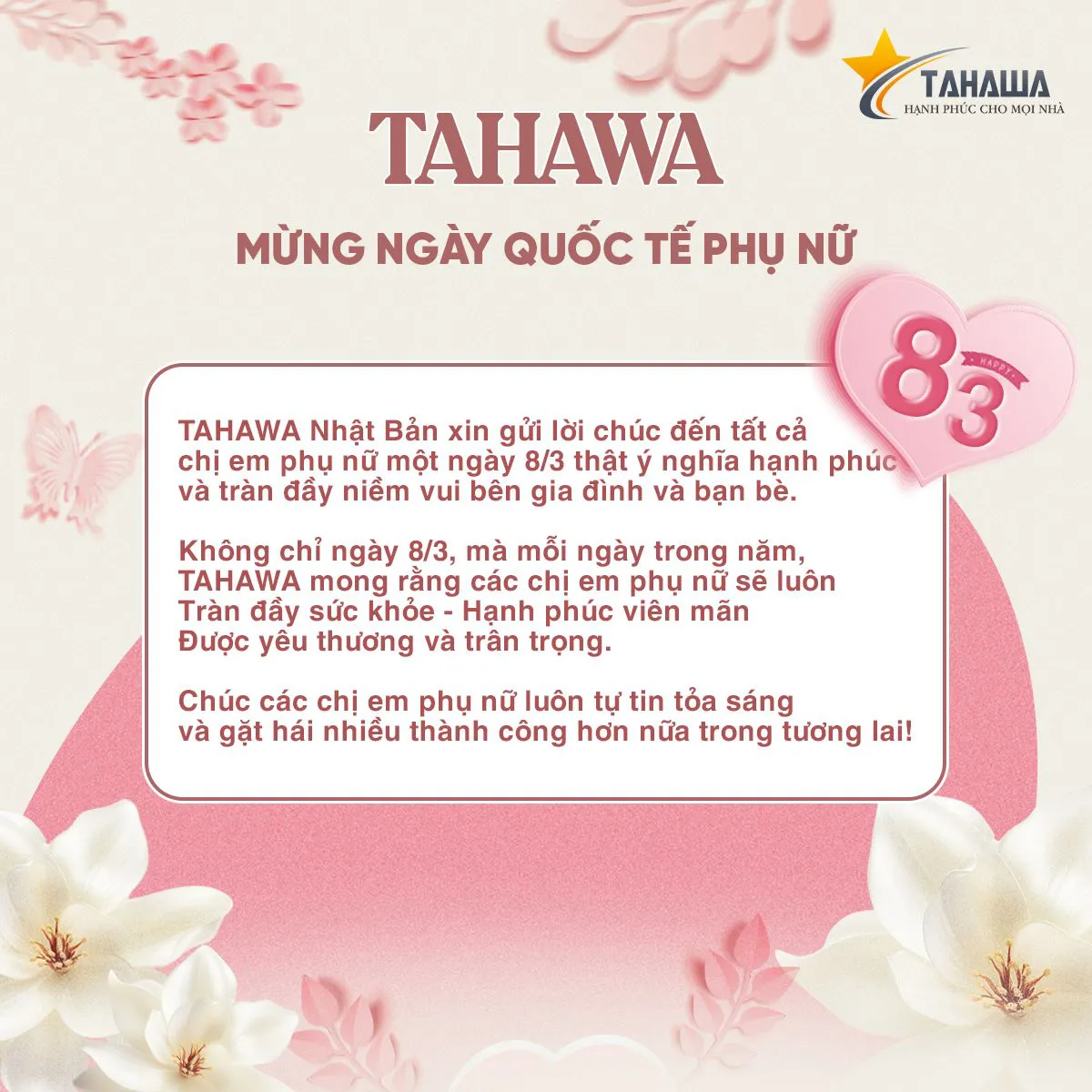 TAHAWA Nhật Bản chúc mừng Ngày Quốc tế Phụ nữ 8/3!