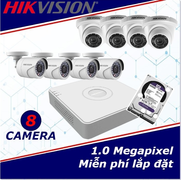 Camera Trọn Gói 8 Camera HIKVISION 1mp HD