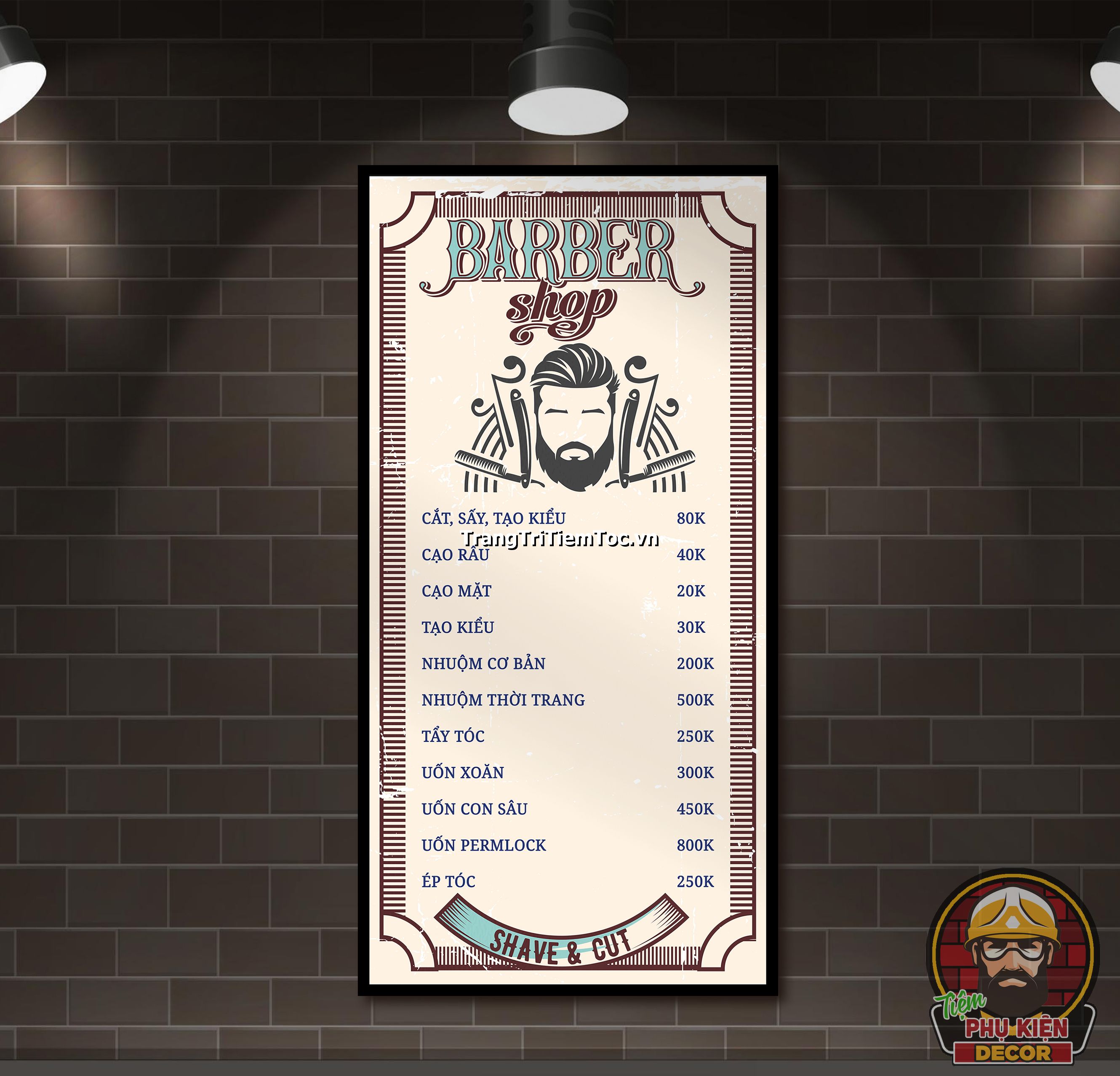 Bảng menu bảng thẻ tiệm tóc nam