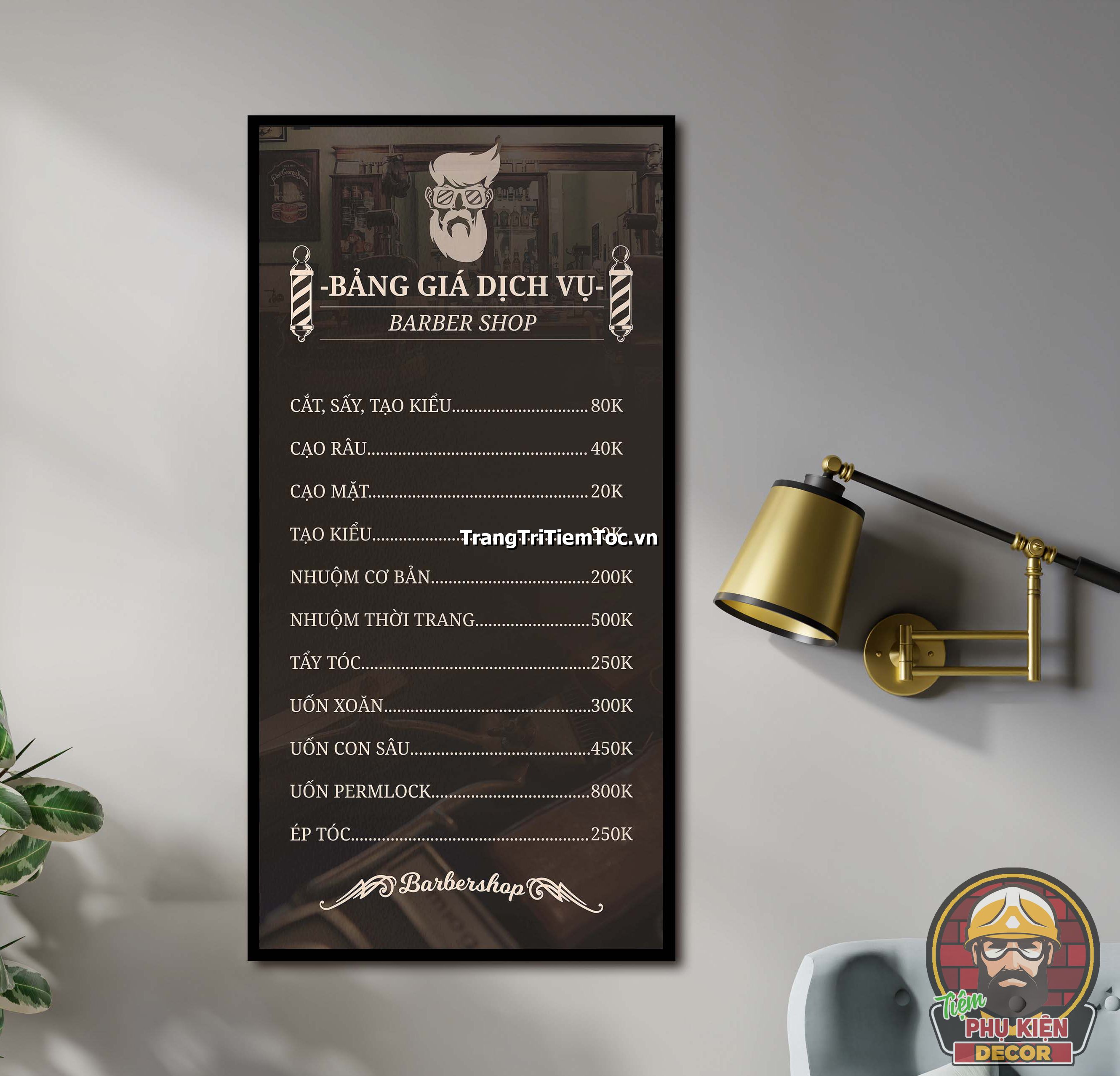 Bảng menu bảng thẻ tiệm tóc nam