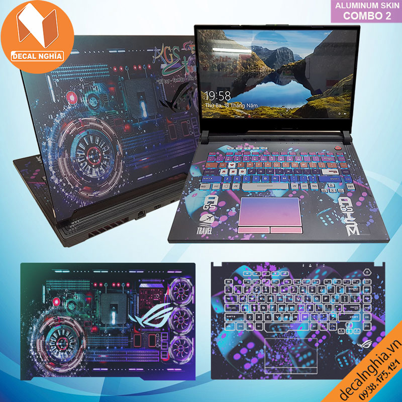 Aluminum skin dán laptop Asus ROG Strix G531G