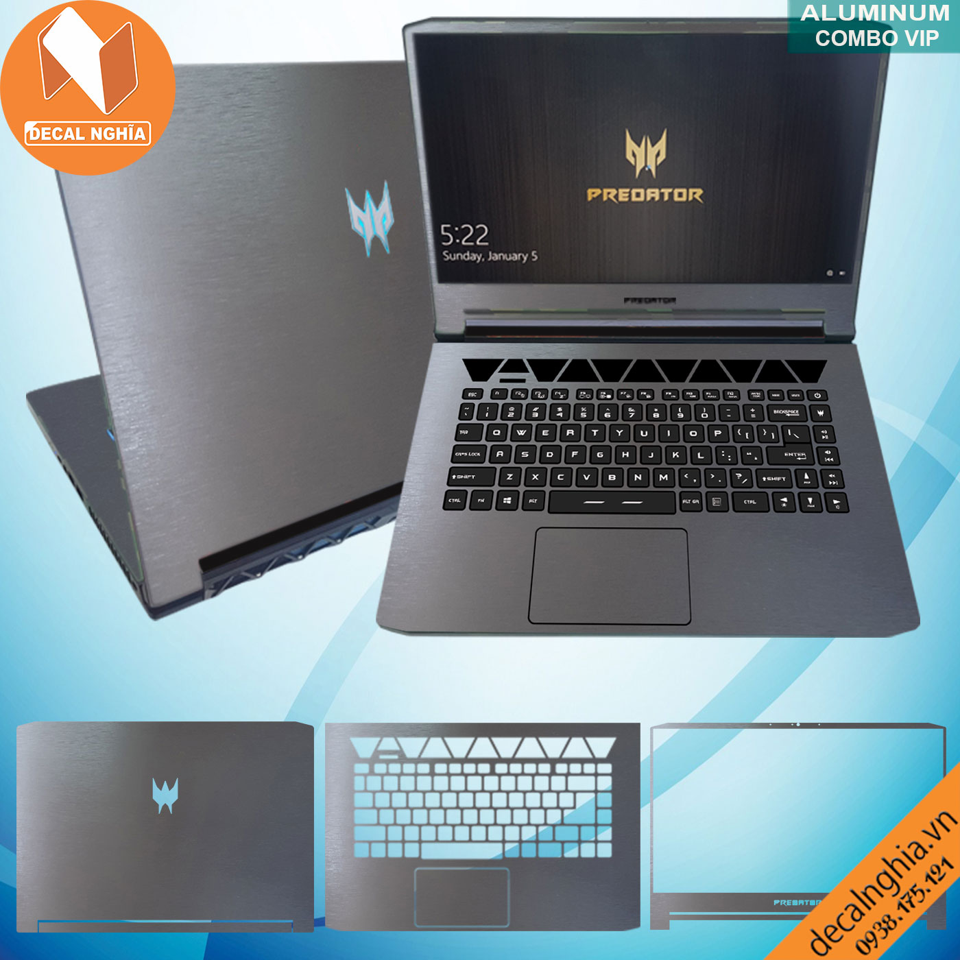 Aluminum dán laptop Acer Predator Triton 500 PT515 (N18W3)
