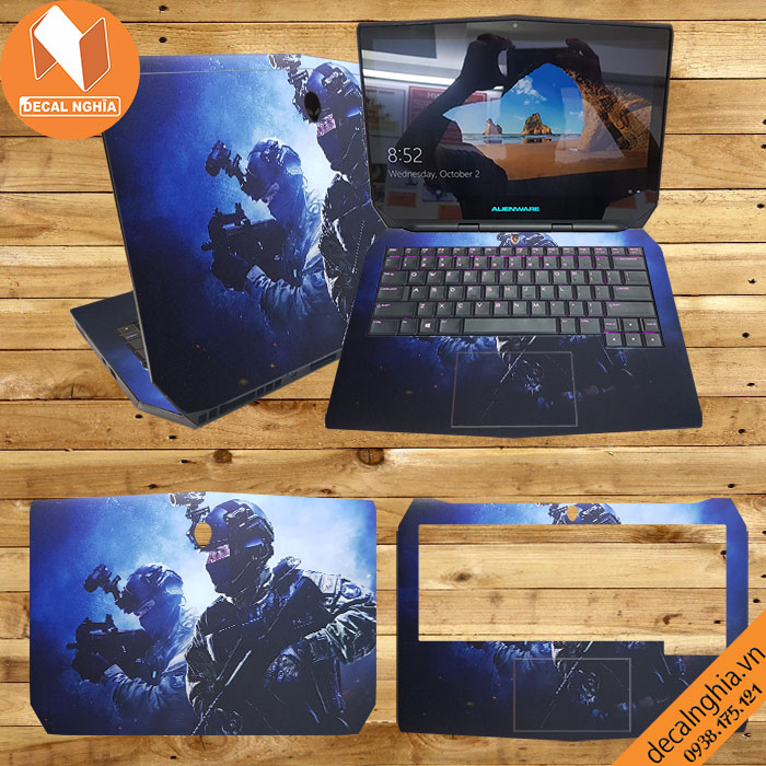 Aluminum Skin dán Laptop Alienware 13R2