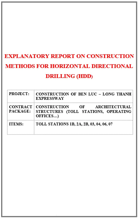Explanatory report on construction methods for horizontal directional ...