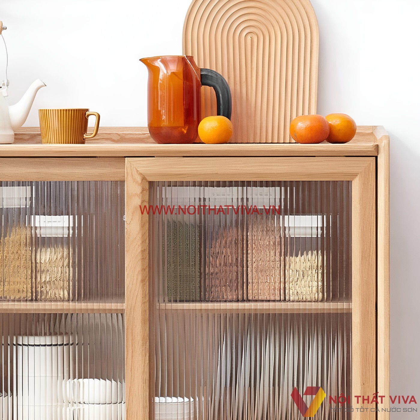 Tủ Đựng Ly Chén Nhỏ Gọn Gỗ Tự Nhiên 2 Cánh Kính Lùa Bền Đẹp Giá Tốt