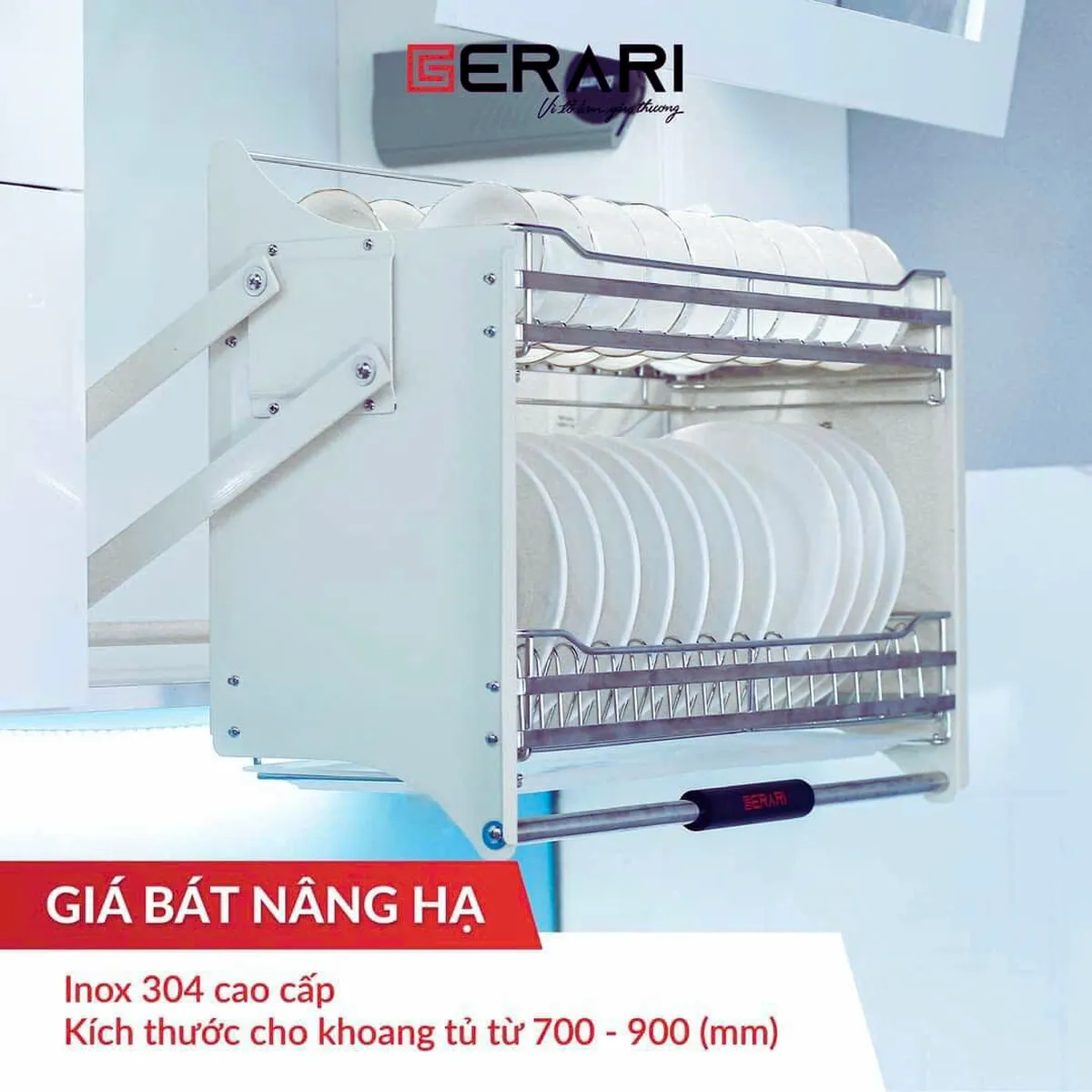 Từ A Đến Z Những Điều Cần Biết Về Kệ Bát Đĩa Nâng Hạ GERARI Cực HOT